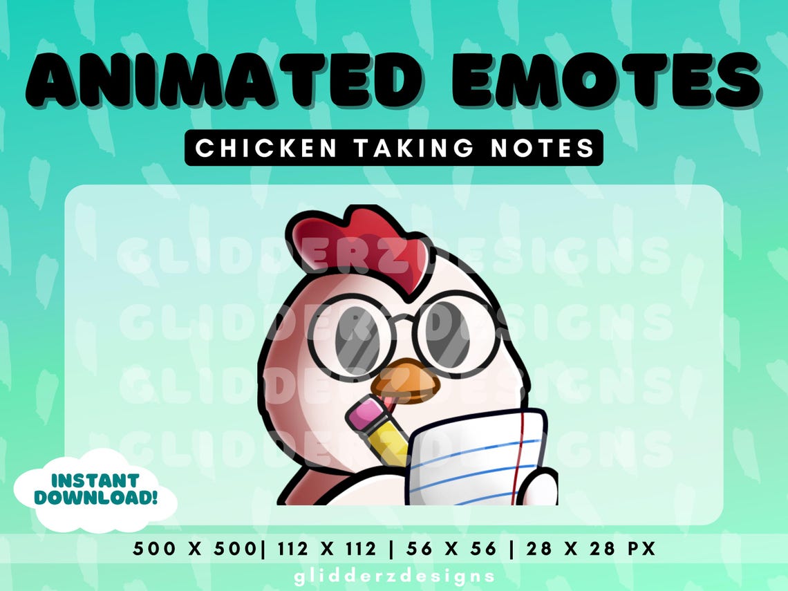 Chicken Taking Notes Animated Emote | Taking Notes Emote | Cute Chicken ...