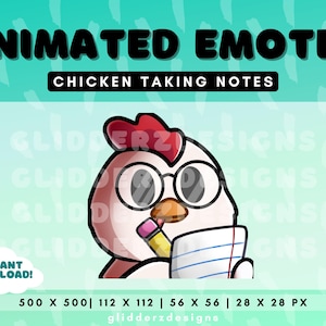 Chicken Taking Notes Animated Emote | Taking Notes Emote | Cute Chicken ...