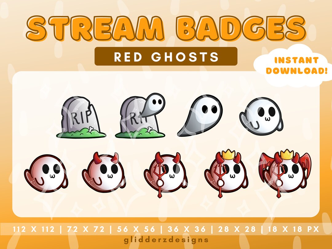 Ghost Sub Badges Twitch | Ghost Twitch Badges | Cute Ghost Stream Badge ...