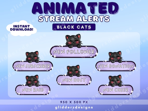 Cat Stream Alerts ANIMATED Cat ANIMATED Twitch Alerts - Etsy