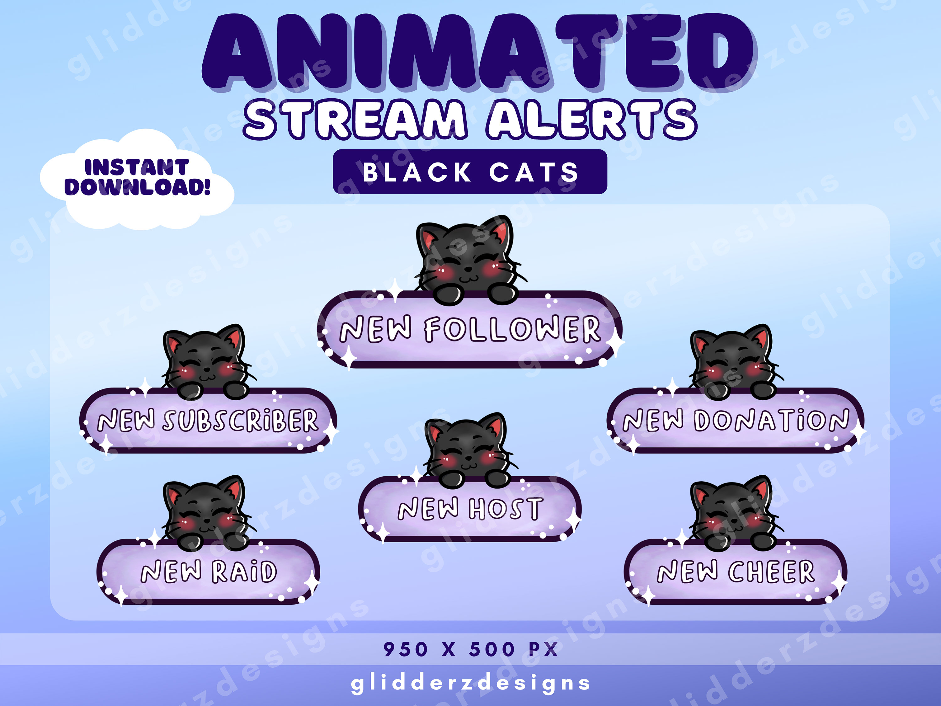 Cat Stream Alerts ANIMATED Cat ANIMATED Twitch Alerts - Etsy