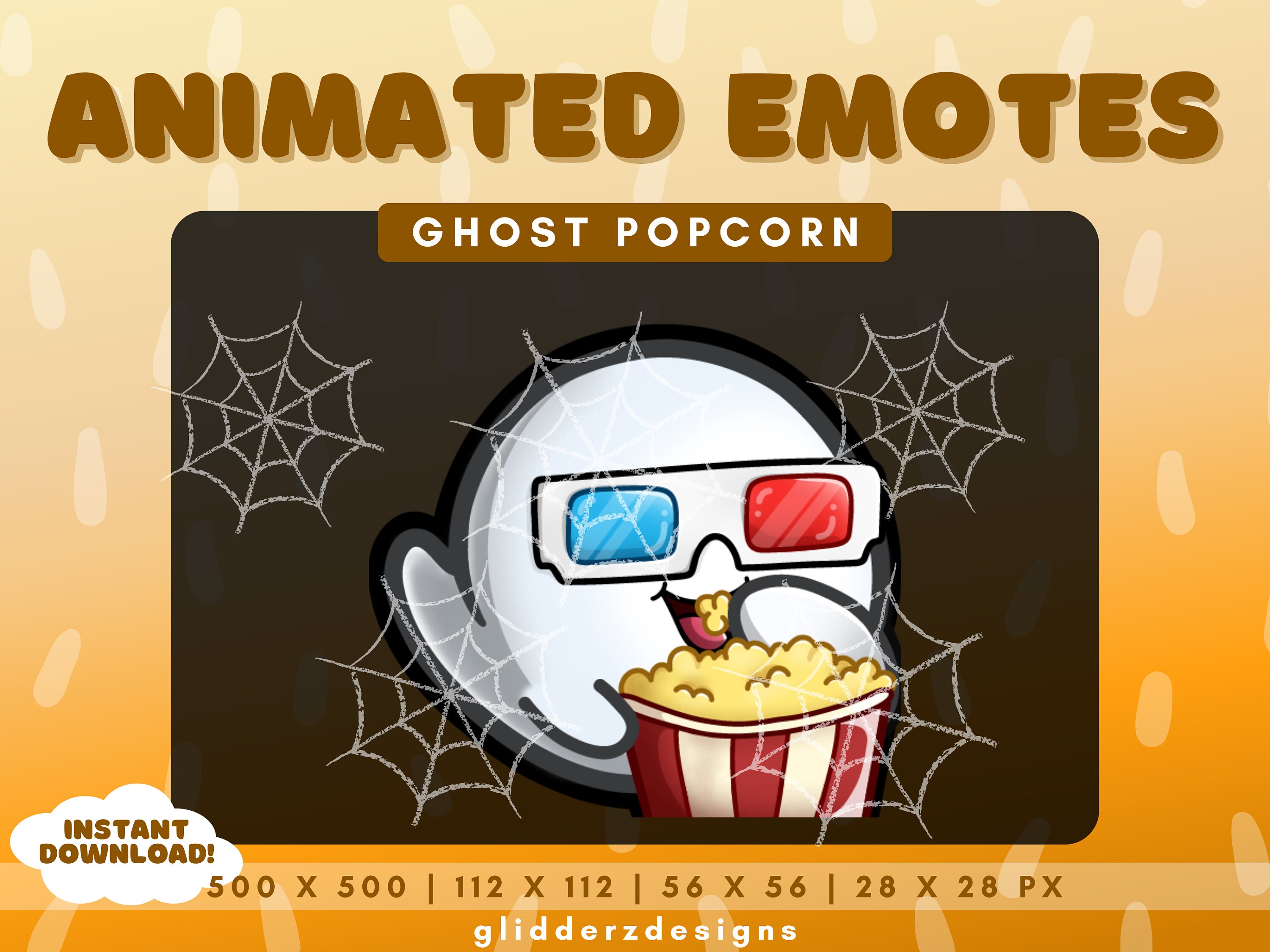 Ghost Eating Popcorn ANIMATED Emote Twitch | Popcorn Emote Animated ...