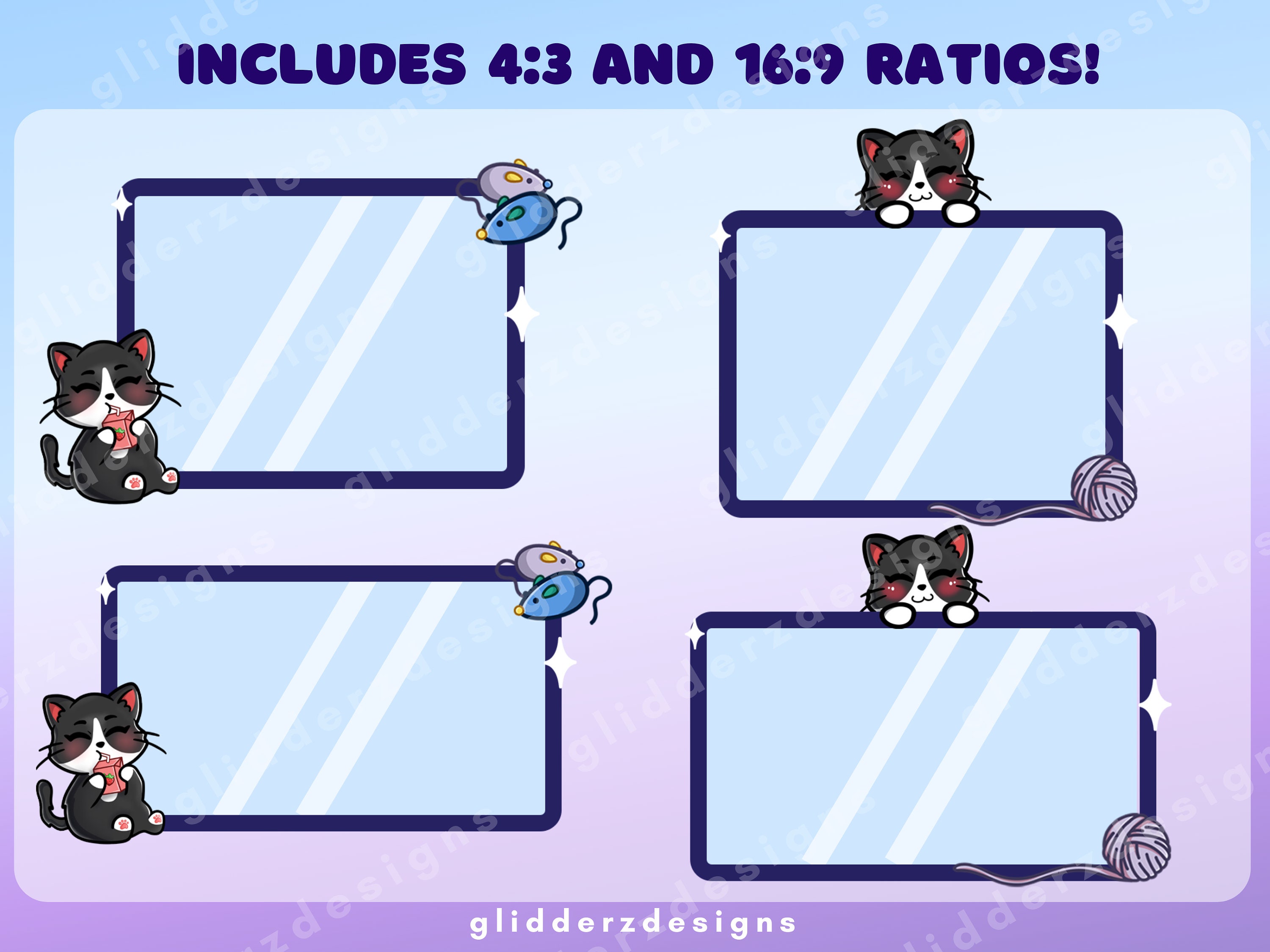 Animated Cat Twitch Overlay Package Twitch Cat Overlay - Etsy Canada