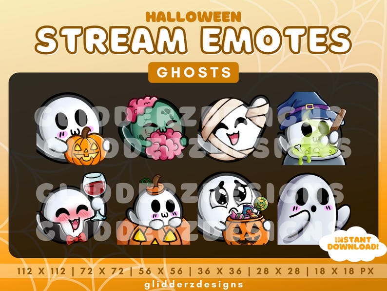 Ghost Halloween Twitch Emote Pack | Halloween Ghost Emotes | 8 ...