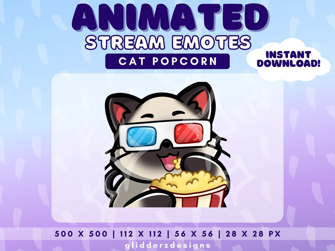 Cat Eating Popcorn Animated Twitch Emote | Popcorn Animated Emote ...