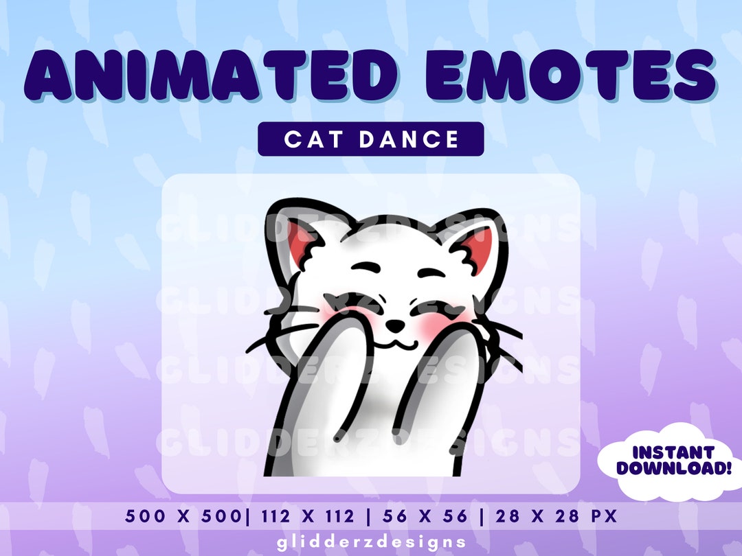 White Cat Dance Animated Emote Twitch | Cat Animated Dance Emote ...