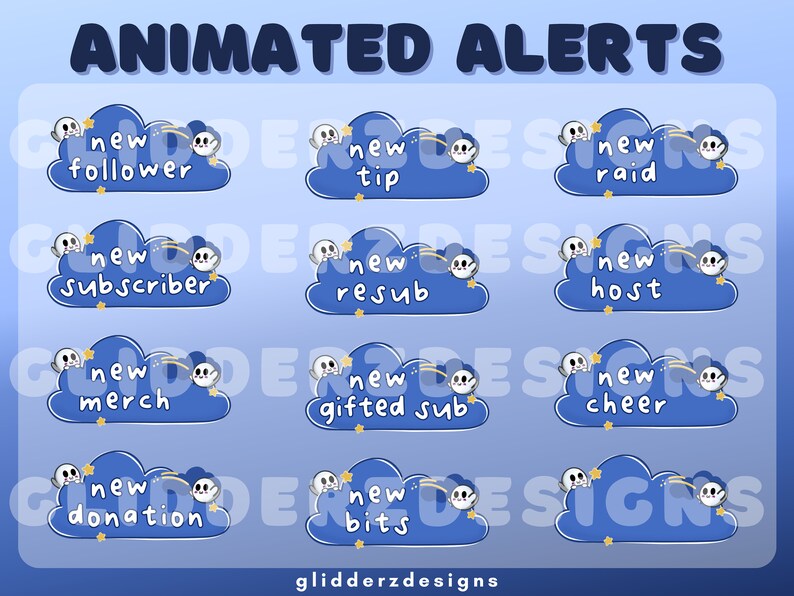 ANIMATED Ghost Twitch Alerts | Cloud Twitch Alerts Animated | Ghost ...