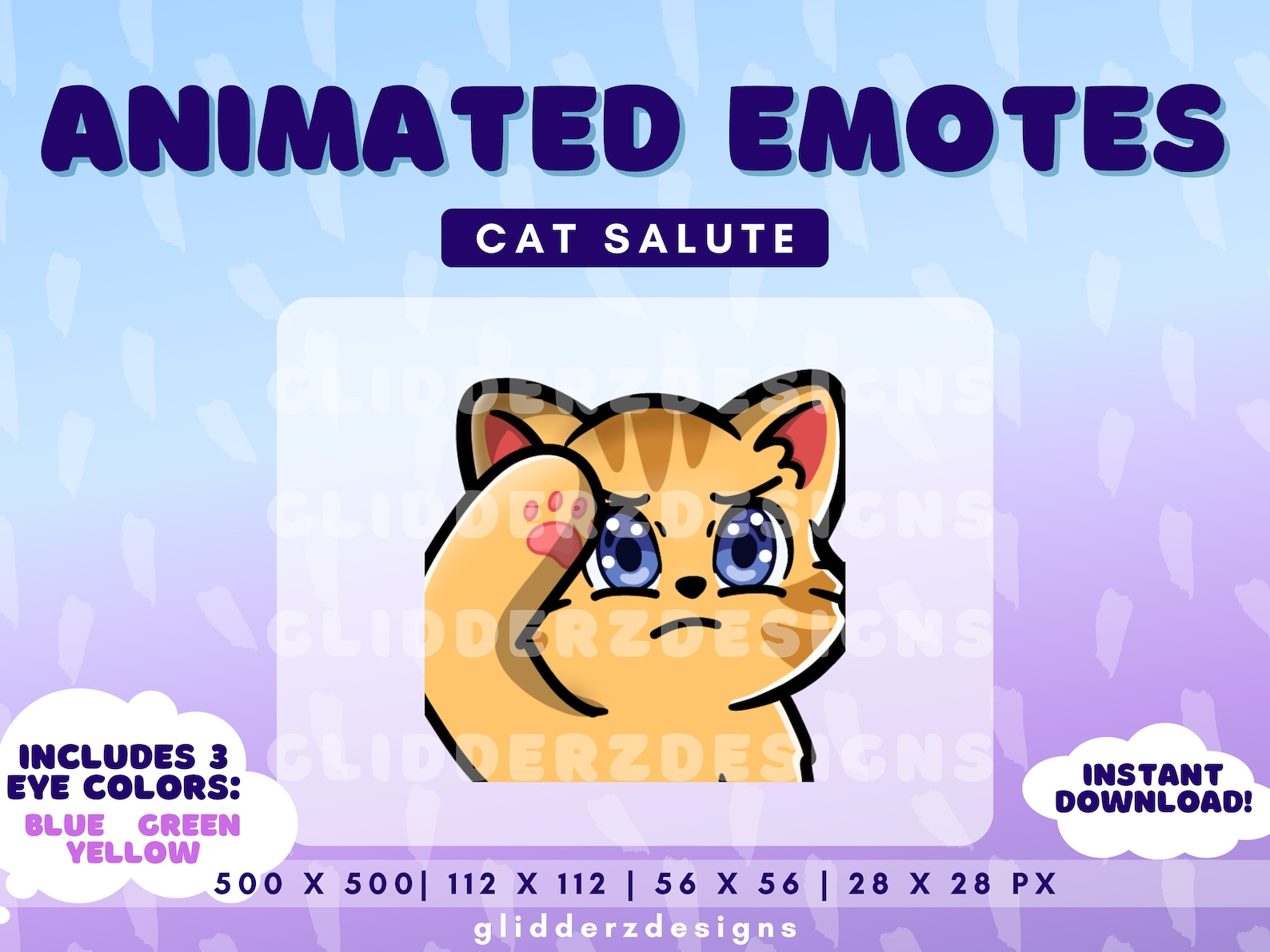 Orange Cat Salute Animated Emote Tabby Cat Animated Emote - Etsy
