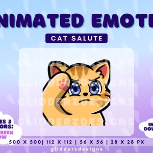 Orange Cat Salute Animated Emote | Tabby Cat Animated Emote | Salute ...