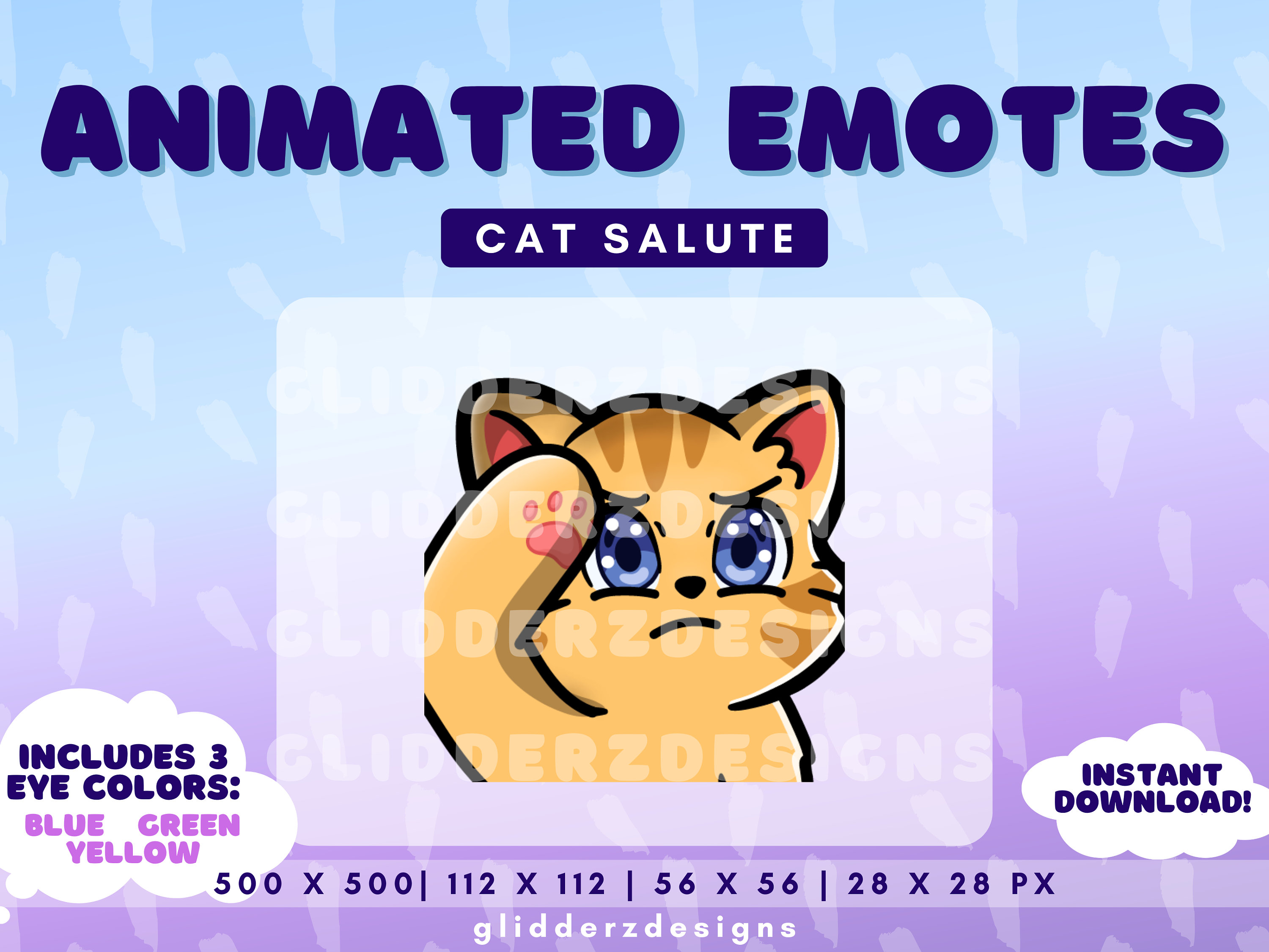 Orange Cat Salute Animated Emote Tabby Cat Animated Emote - Etsy