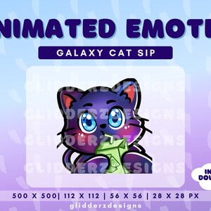 Galaxy Cat Sip Emote Animated | Sip Animated Emote | Cat Twitch Emote ...