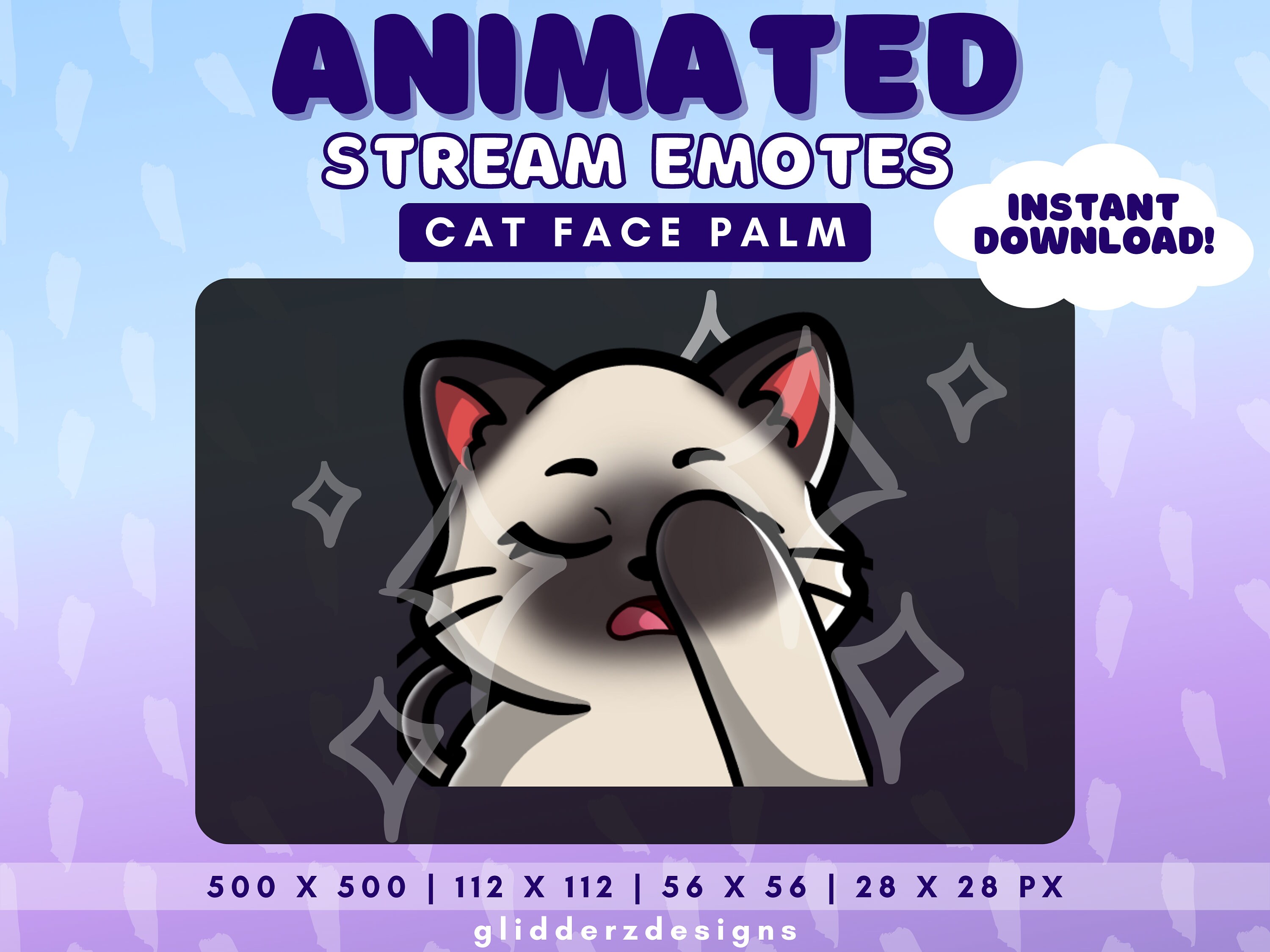 Cat Face Palm Animated Emote Siamese Cat Face Palm Emote - Etsy