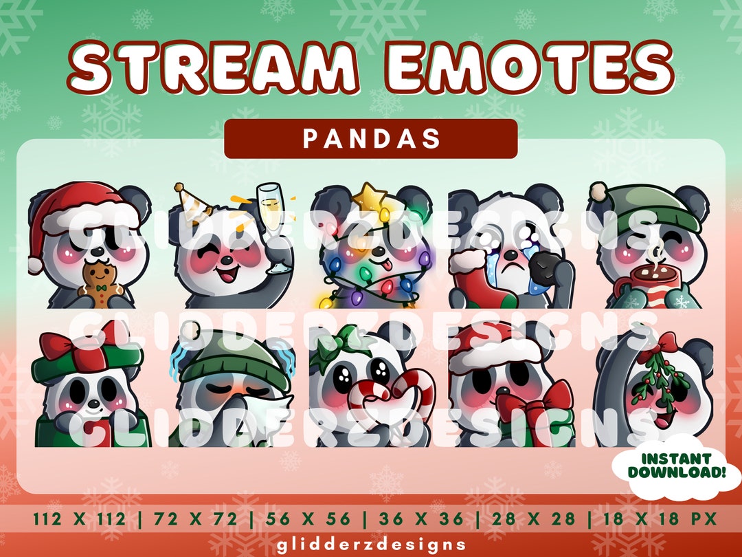 Panda Holiday Emotes Twitch | Panda Christmas Twitch Emotes | Panda ...