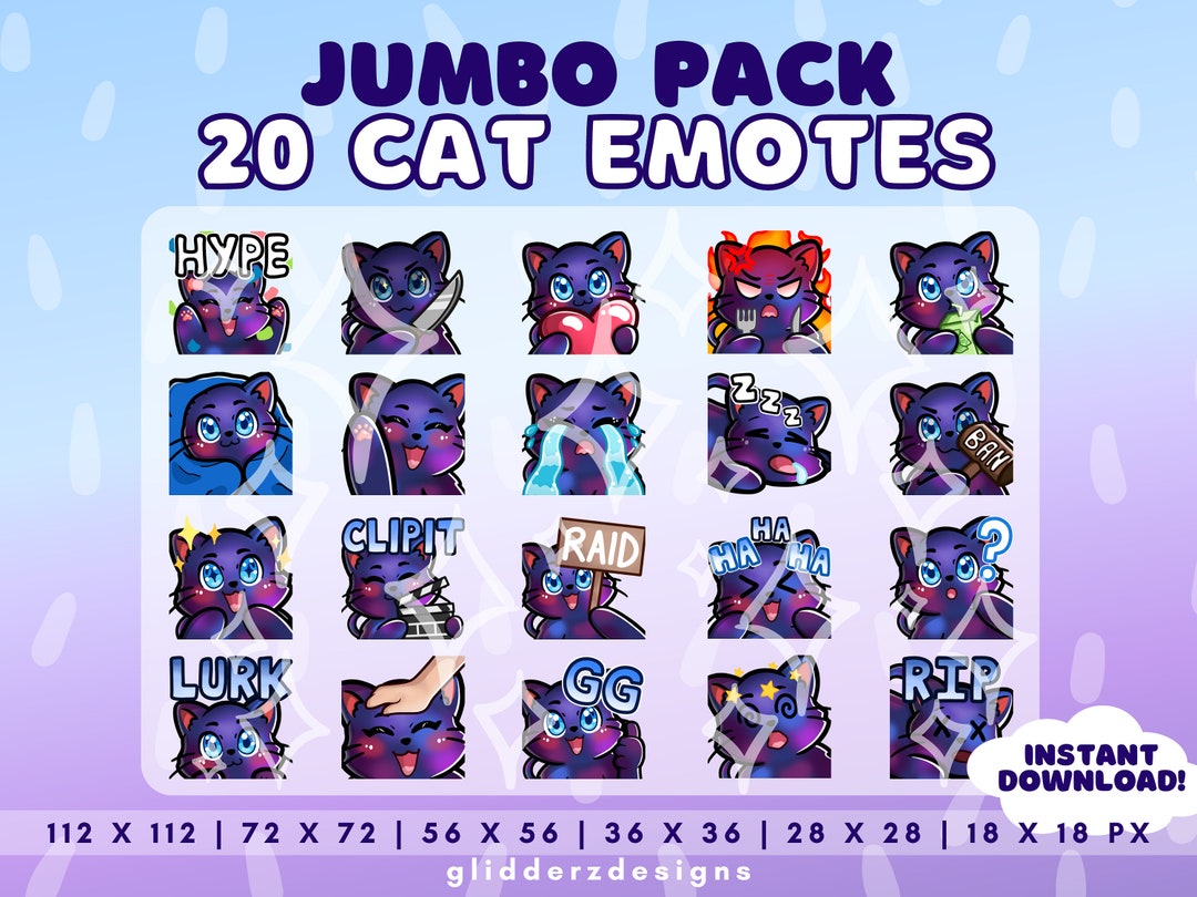 Galaxy Cat Twitch Emotes JUMBO Pack 1 | 20 Cosmic Cat Emotes | Galaxy ...