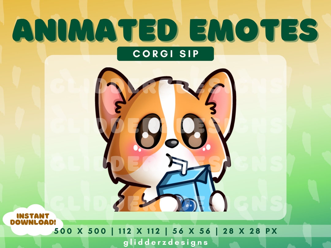 Corgi Sip Animated Twitch Emote | Corgi Animated Emote | Sip Twitch ...
