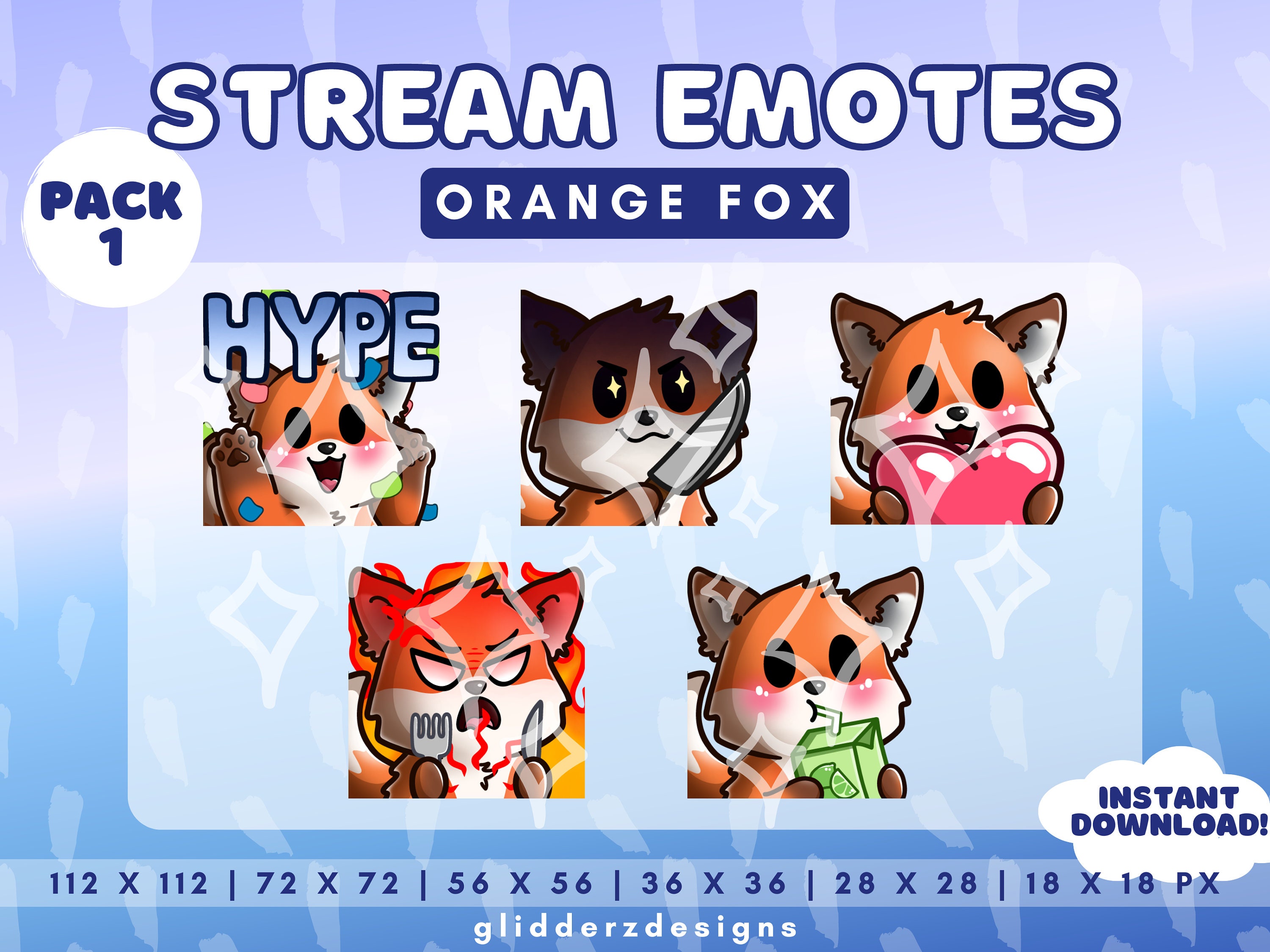 20x Fox Twitch Emotes Cute Fox Emotes for Streamers 20 - Etsy