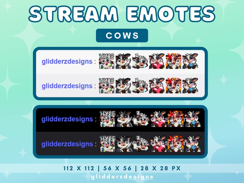 ANIMATED Emotes Cow Twitch Emote Animated Cow Pack | Etsy