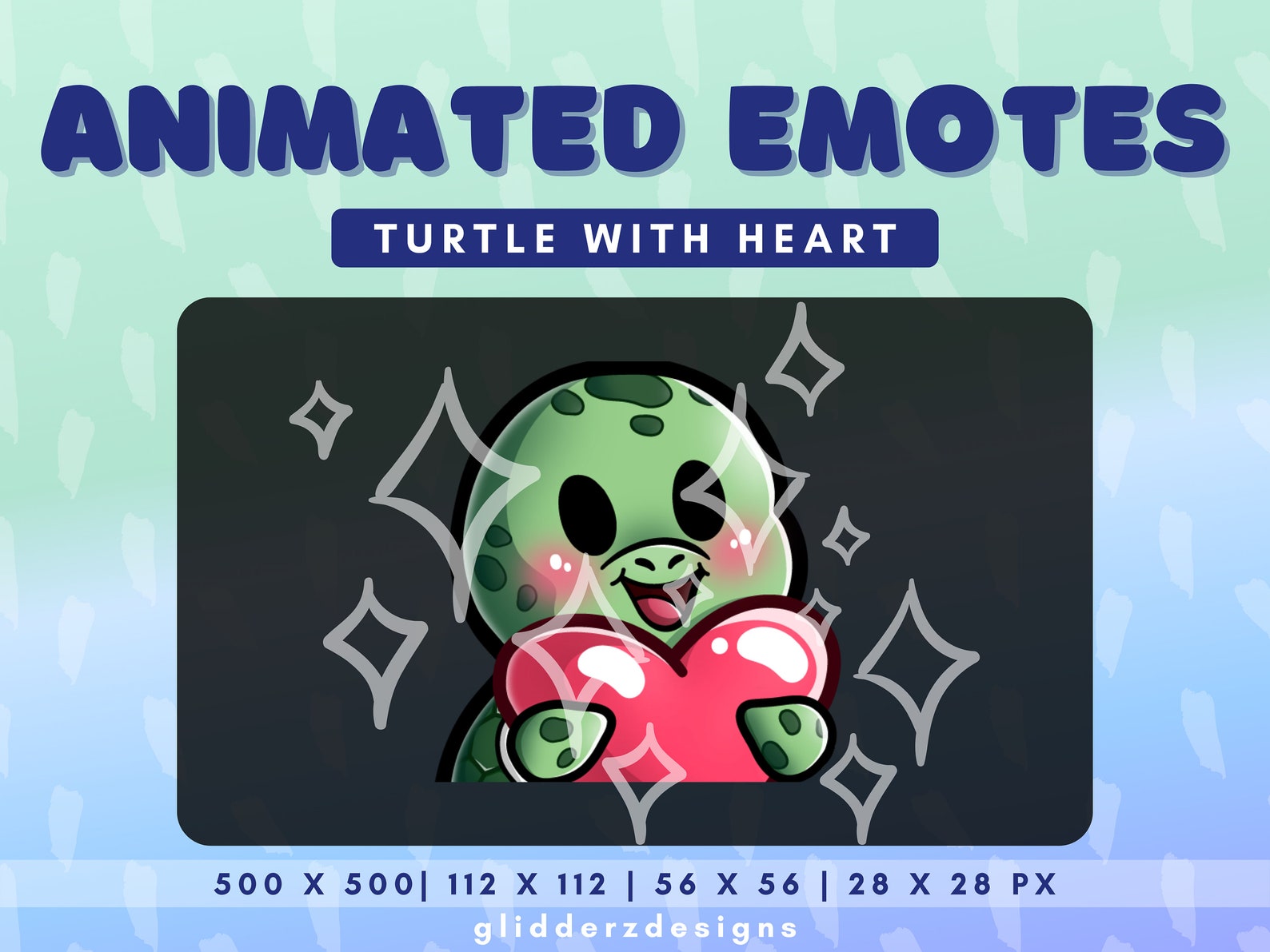 Turtle With Heart Animated Emote | Sea Turtle Animated Twitch Emotes ...