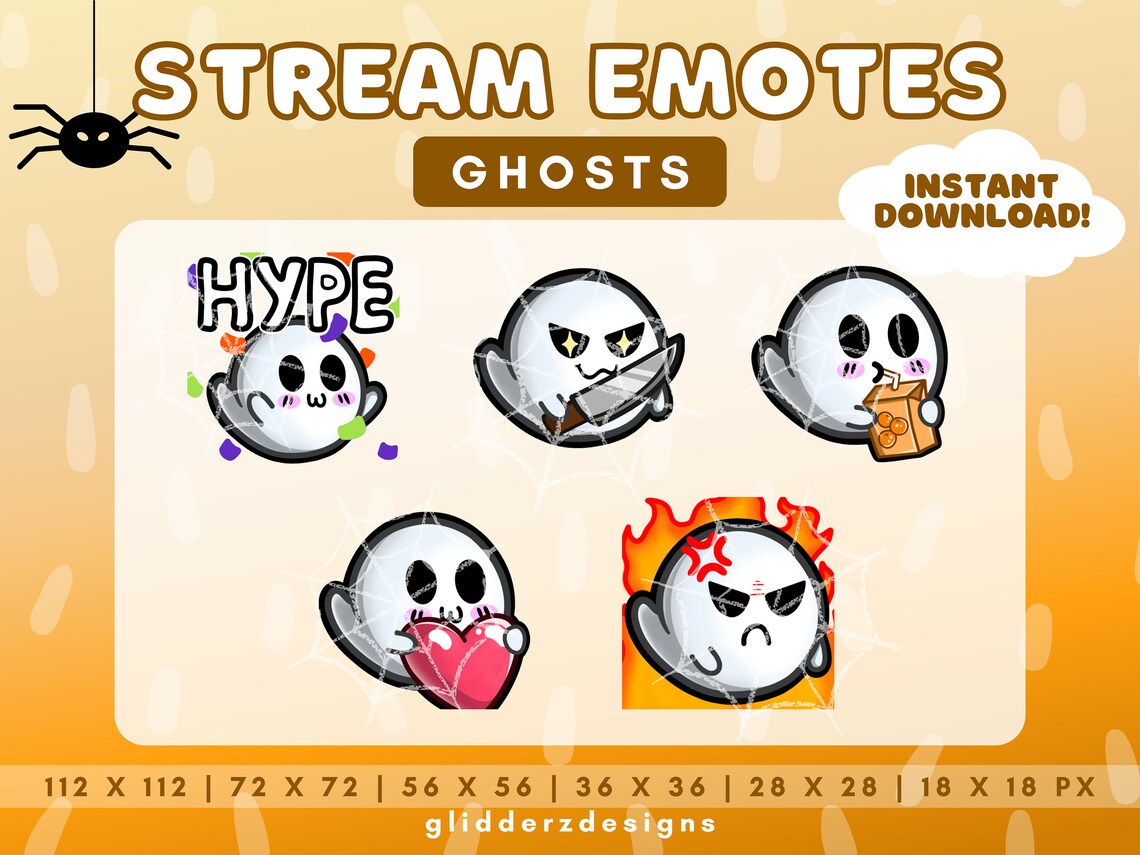 JUMBO PACK Ghost Emotes Twitch | Cute Halloween Twitch Emotes | 24 ...