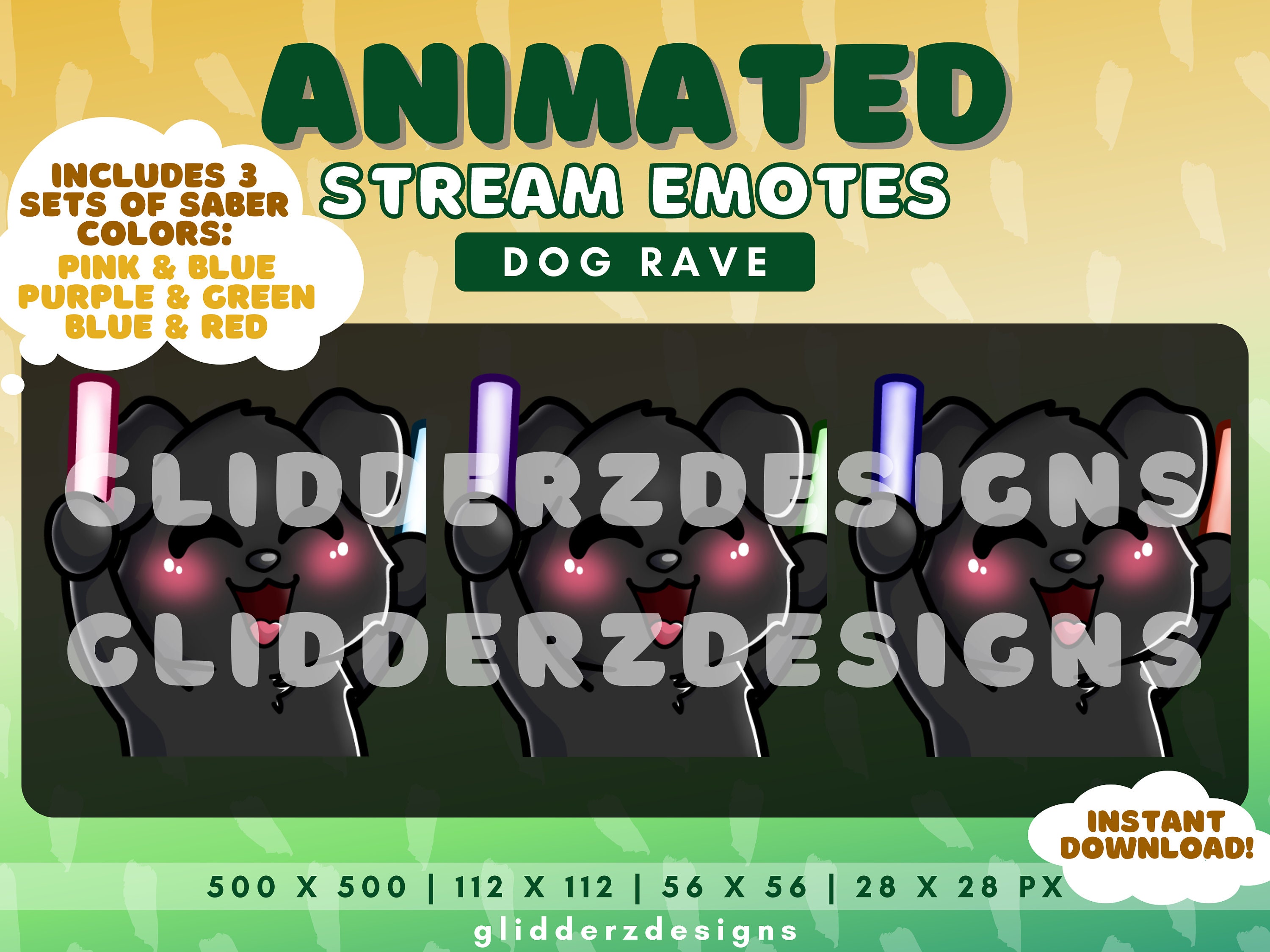 Black Dog Glow Stick Emote Animated Black Dog Rave Animated - Etsy