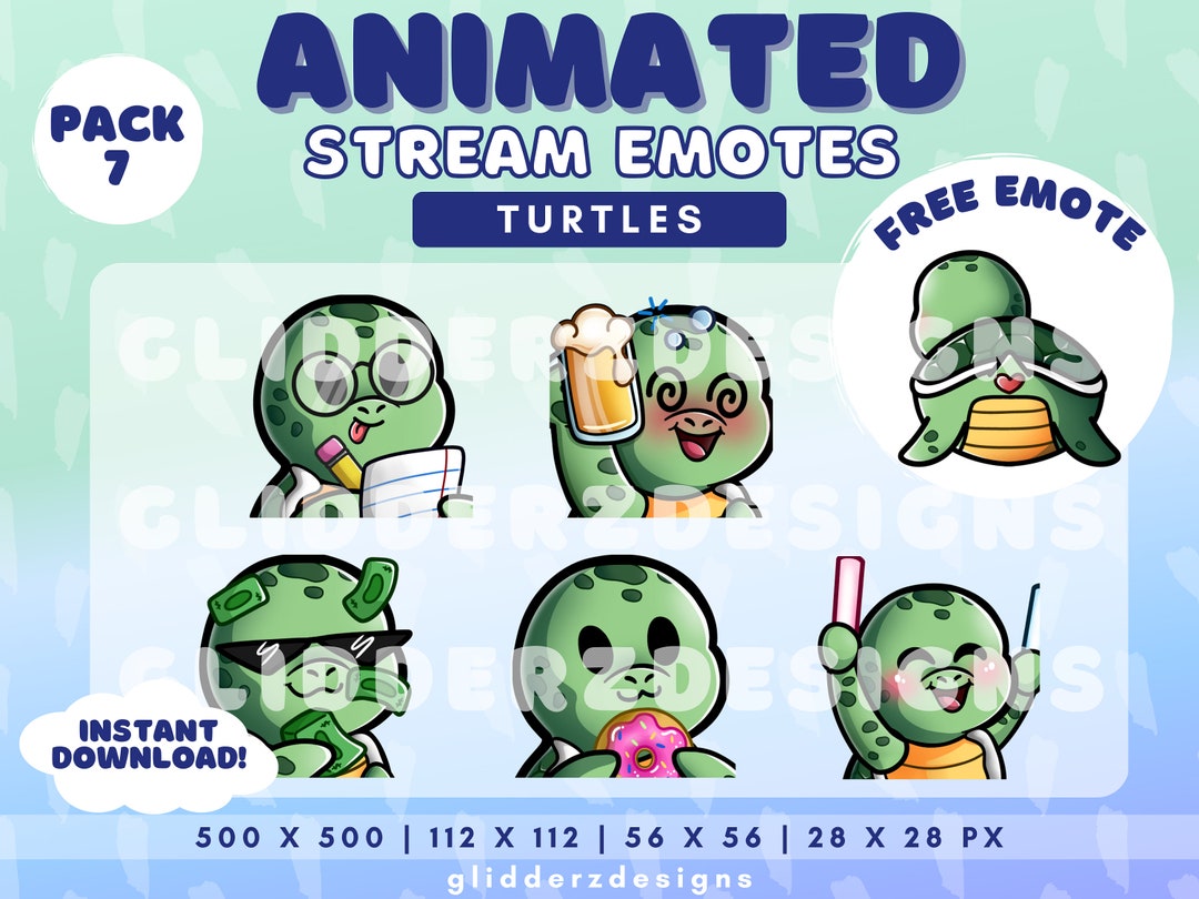 Turtle Animated Emotes Pack 7 | Turtle Twitch Emote Animated | Turtle ...