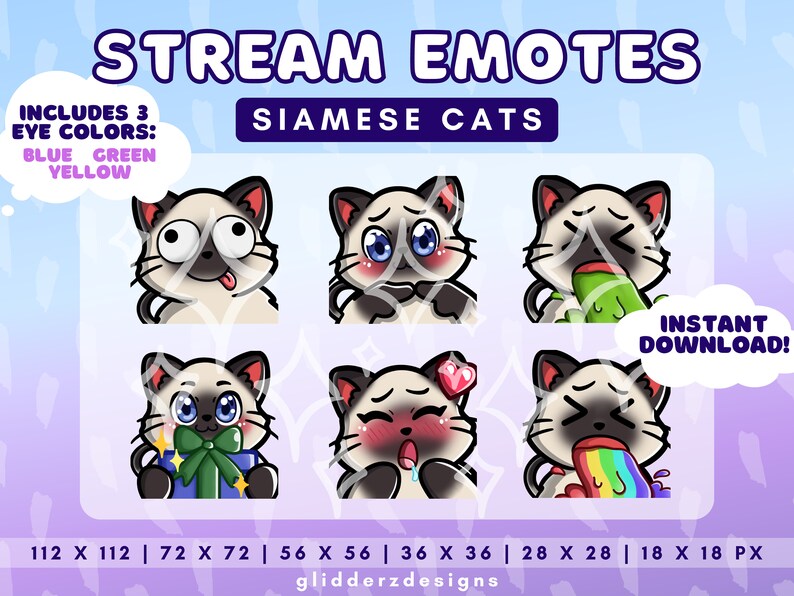 Siamese Cat Emote Jumbo Pack 2 Siamese Cat Twitch Emotes - Etsy