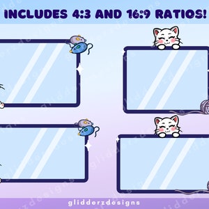 ANIMATED Cat Stream Package | White Cat Stream Overlay Package | Blue ...