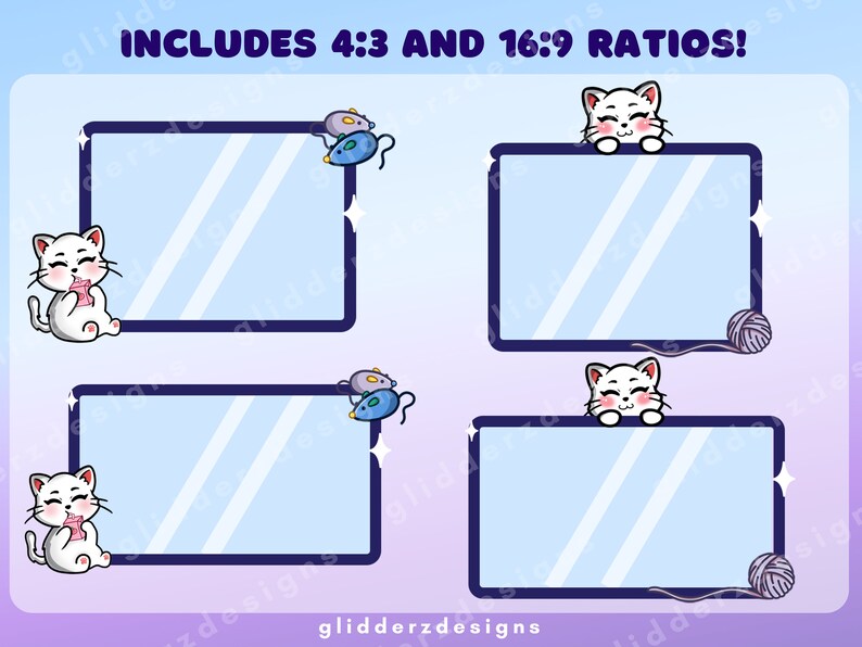 ANIMATED Cat Stream Package White Cat Stream Overlay Package - Etsy