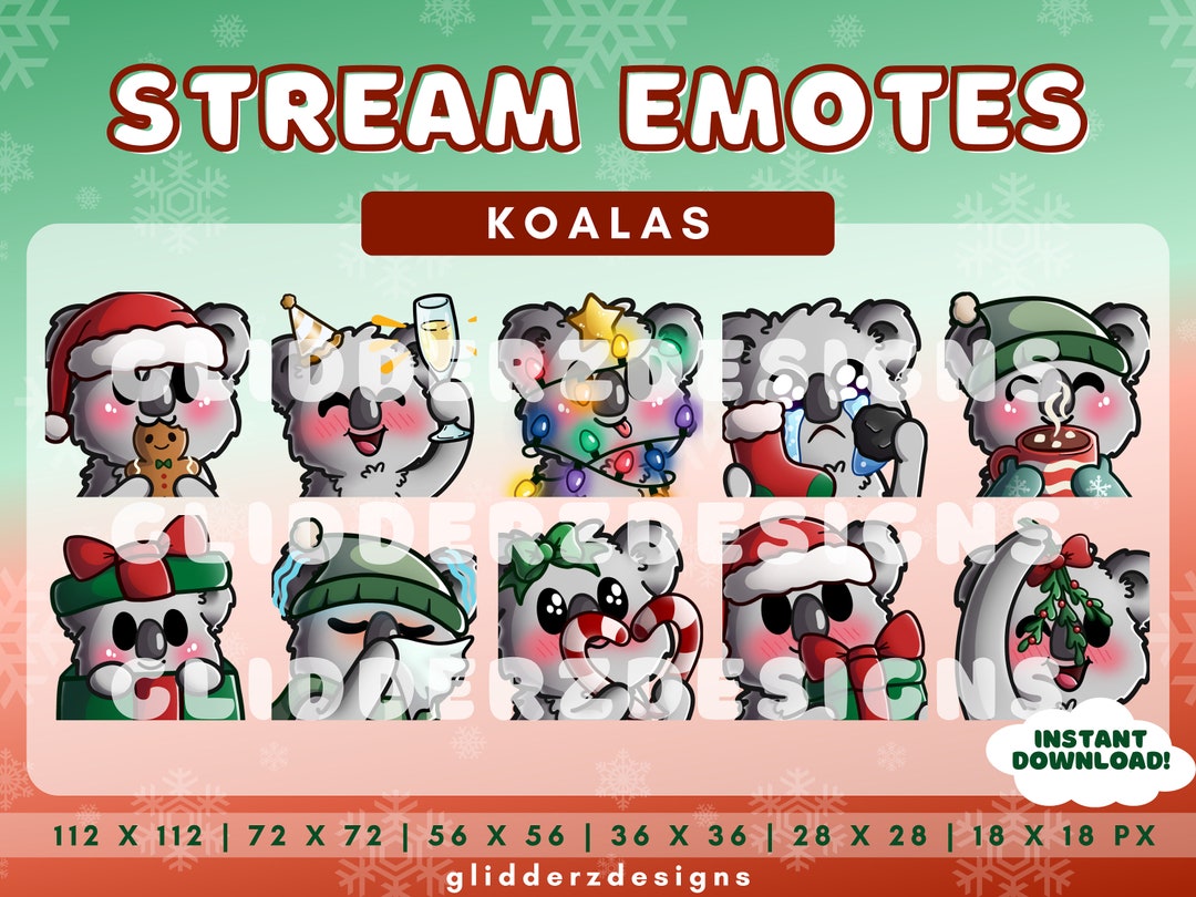 Christmas Twitch Emotes | Koala Holiday Emotes | Koala Twitch Emote ...