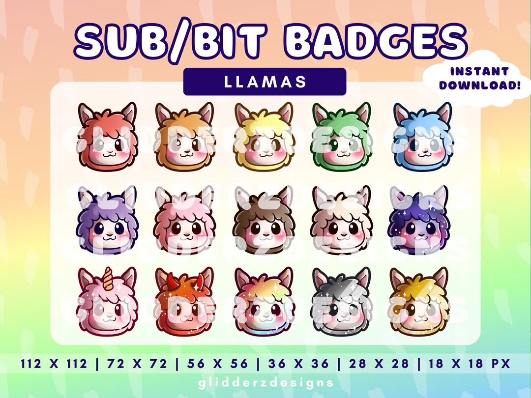 Llama Sub Badges | Llama Badges for Streamers | Llama Bit Badges | 15 ...