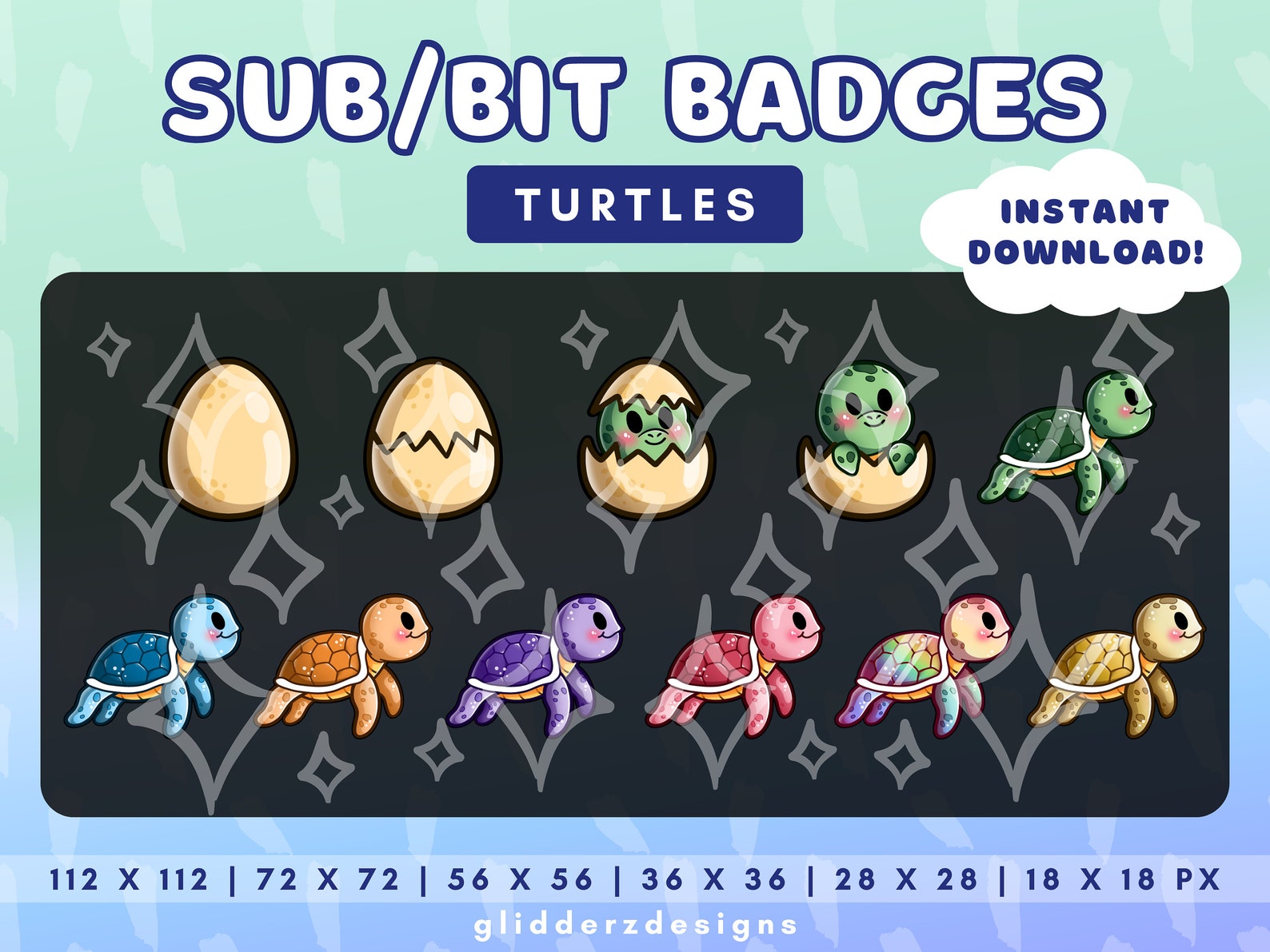 Sea Turtle Sub Badge Twitch | Cute Turtle Twitch Badge | Sea Turtle ...