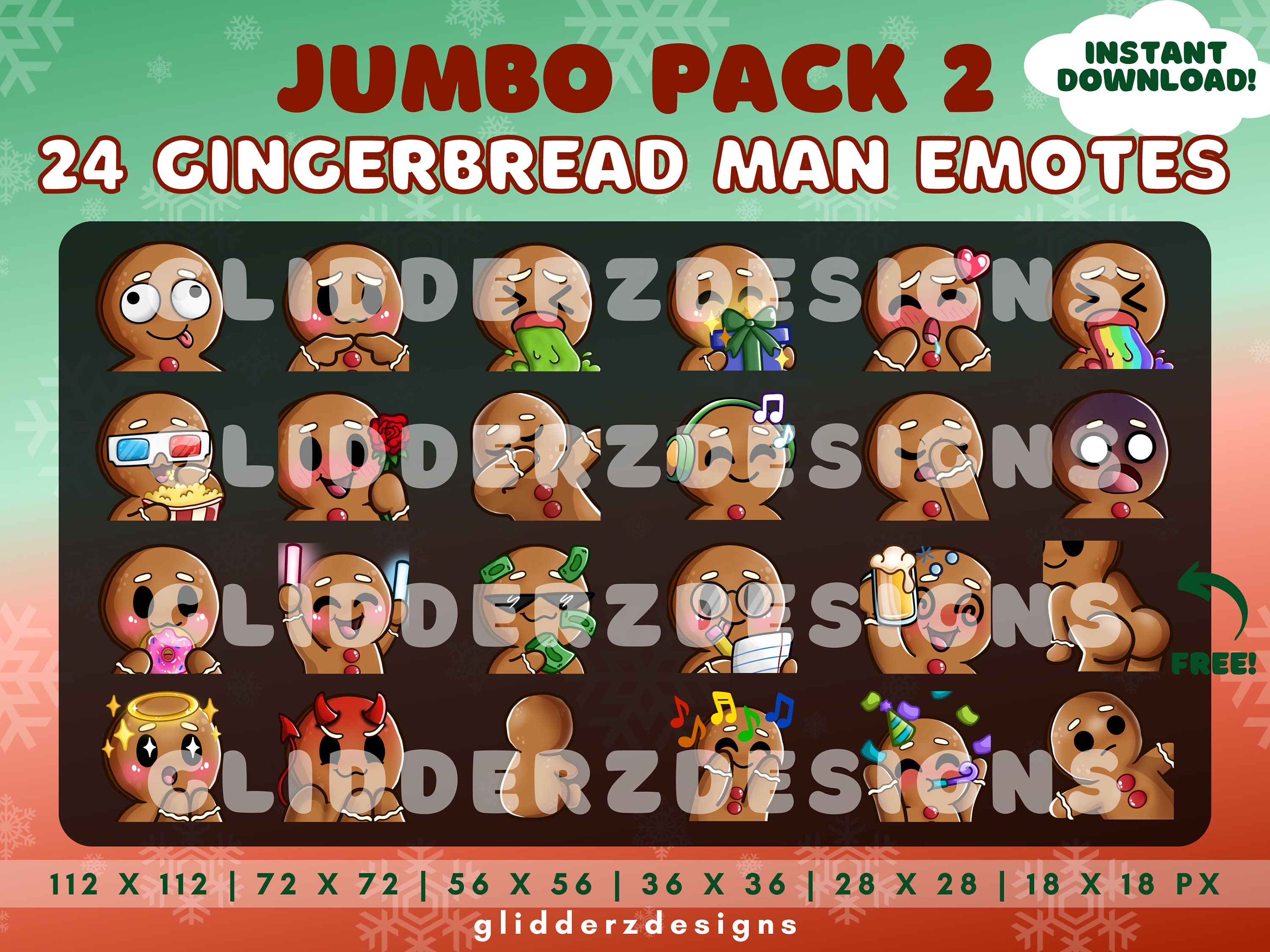 Gingerbread Man Twitch Emote Jumbo Pack 2 | Gingerbread Man Twitch ...