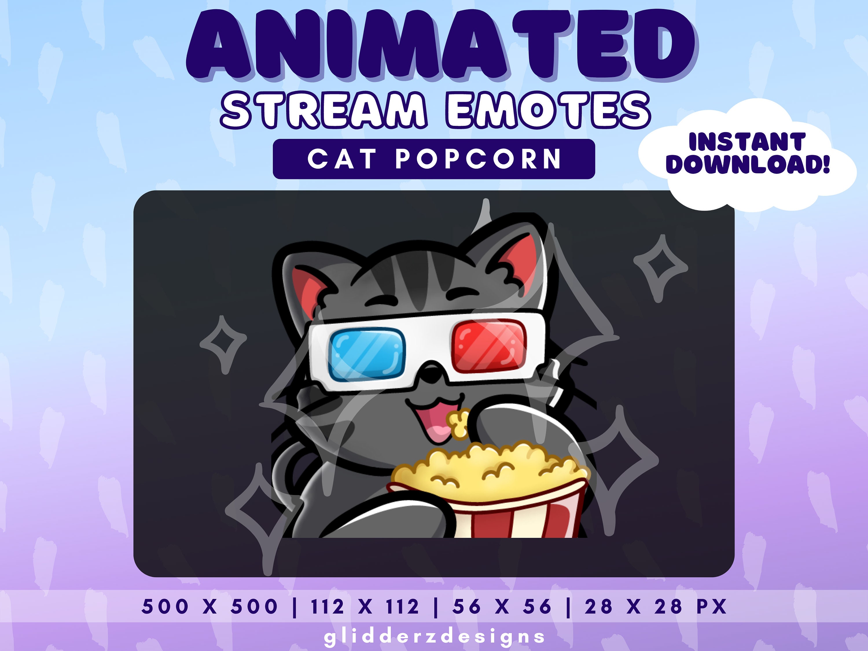 Cat Eating Popcorn Animated Twitch Emote Popcorn Animated - Etsy