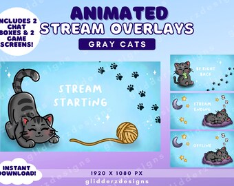 ANIMATED Cat Twitch Overlay Tuxedo Cat Stream Overlays | Etsy