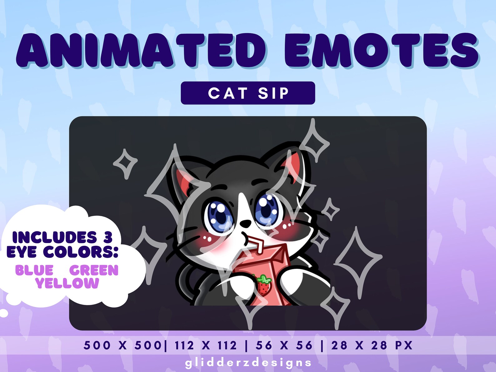 ANIMATED Sip Emote Twitch | Cat Sip Animated Twitch Emote | Tuxedo Cat ...