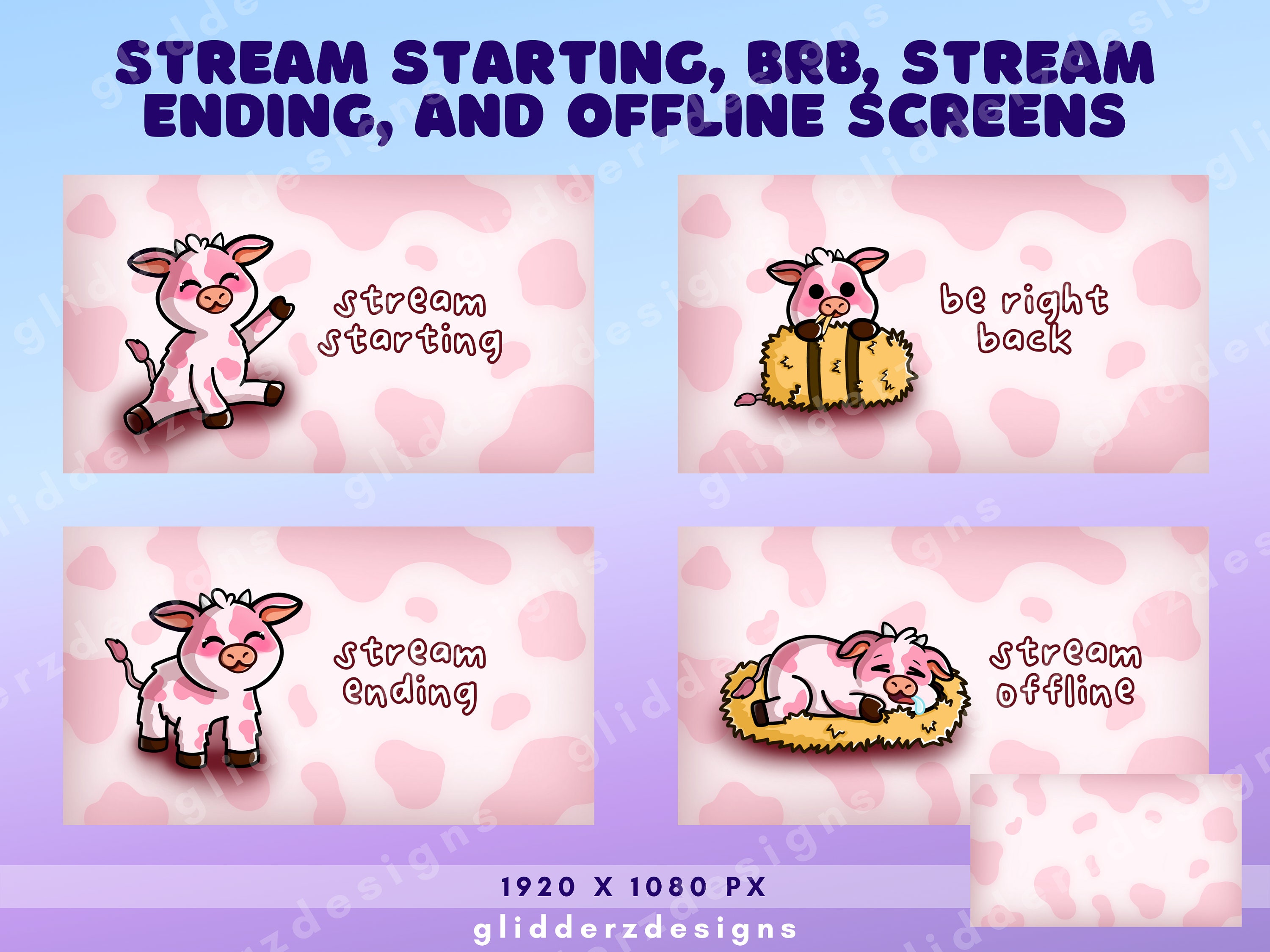 Pink Cow ANIMATED Twitch Overlay Strawberry Cow Overlays - Etsy