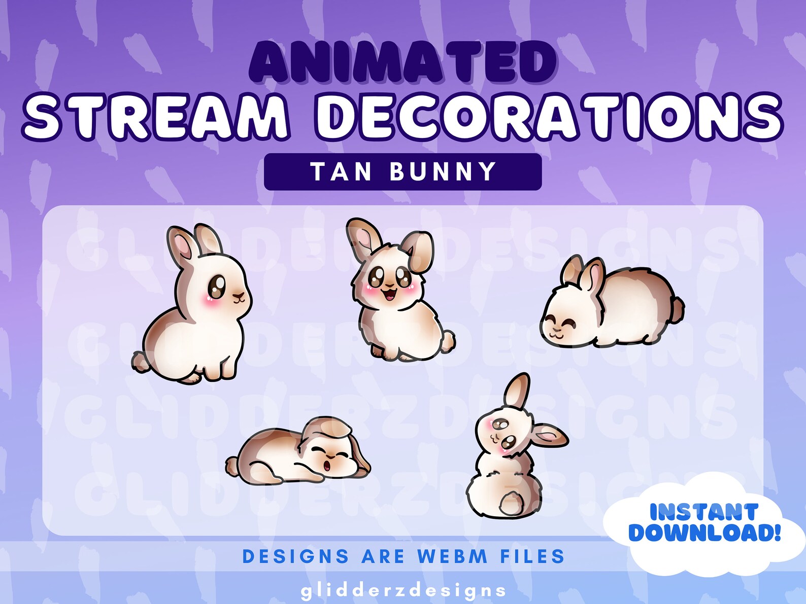 Tan Bunny Animated Stream Decorations | Tan Bunny Stream Decorations ...