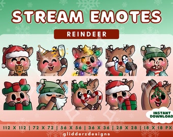 Reindeer Christmas Emotes - Etsy