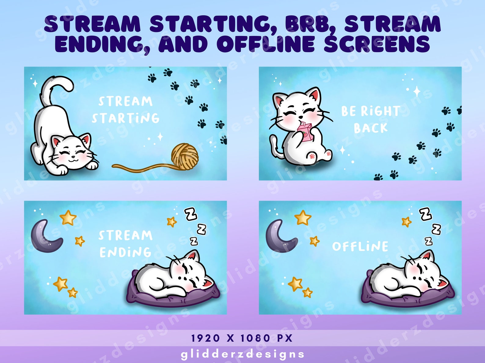 ANIMATED Cat Stream Package White Cat Stream Overlay Package - Etsy