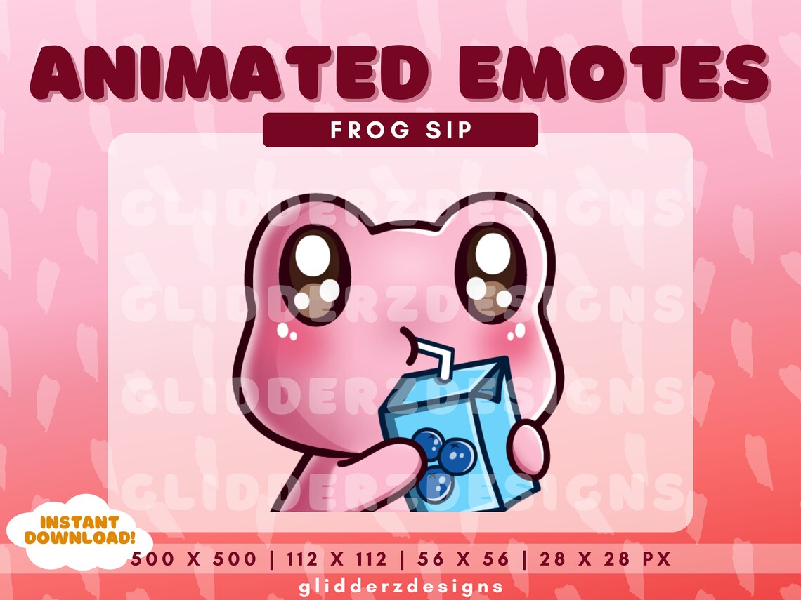 Frog Sip Animated Emote | Pink Frog Animated Emote | Sip Twitch Emote ...