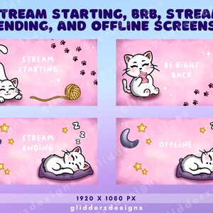 Animated Cat Overlay Package | White Cat Twitch Package | Cat Stream ...