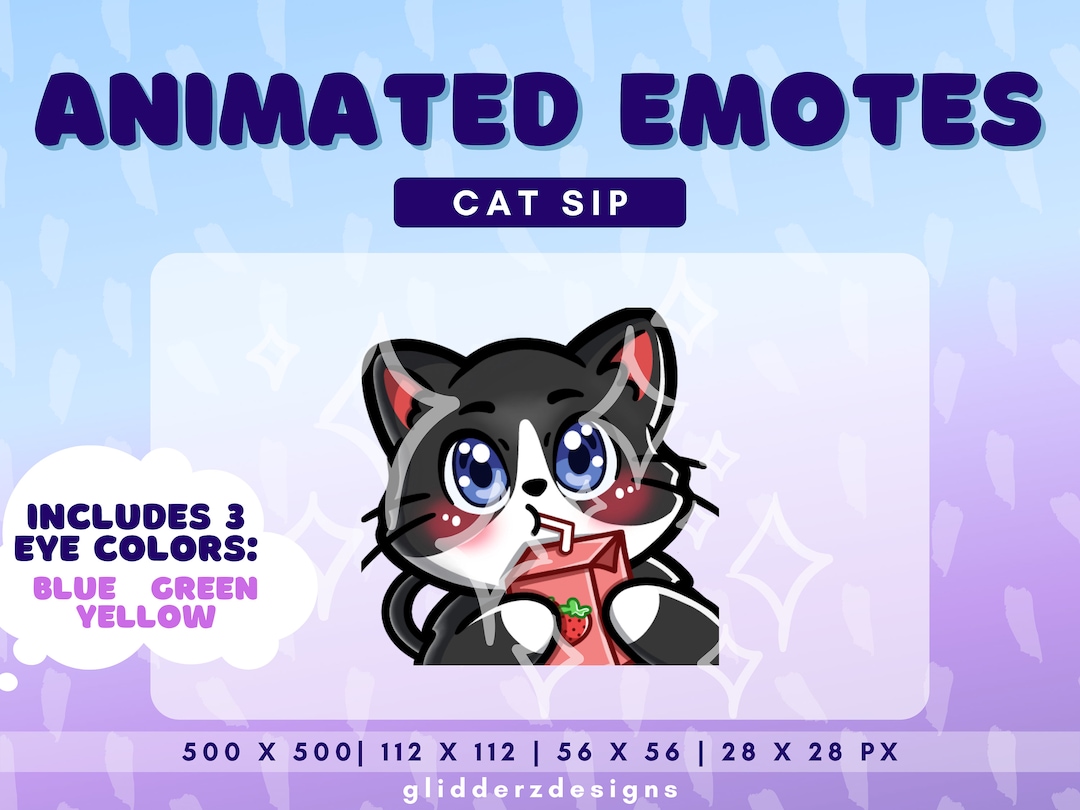 ANIMATED Sip Emote Twitch | Cat Sip Animated Twitch Emote | Tuxedo Cat ...
