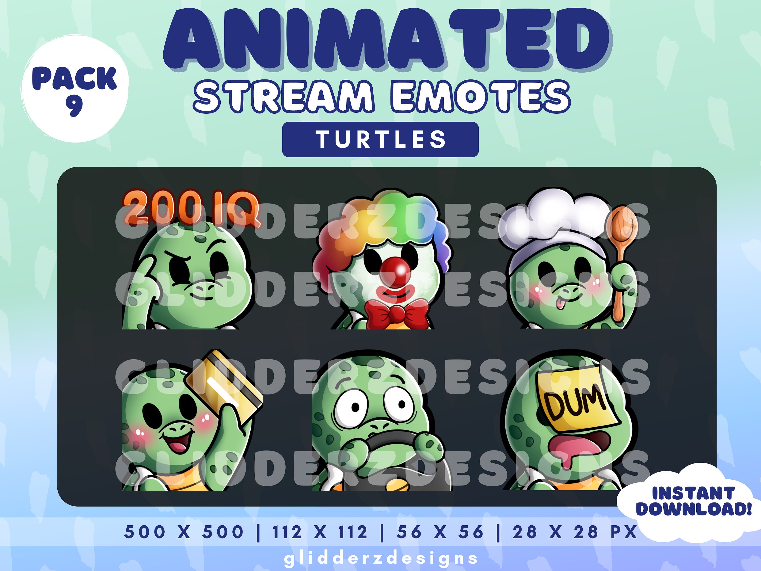 Turtle Animated Emote Pack 9 | Turtle Animated Twitch Emotes | Turtle ...