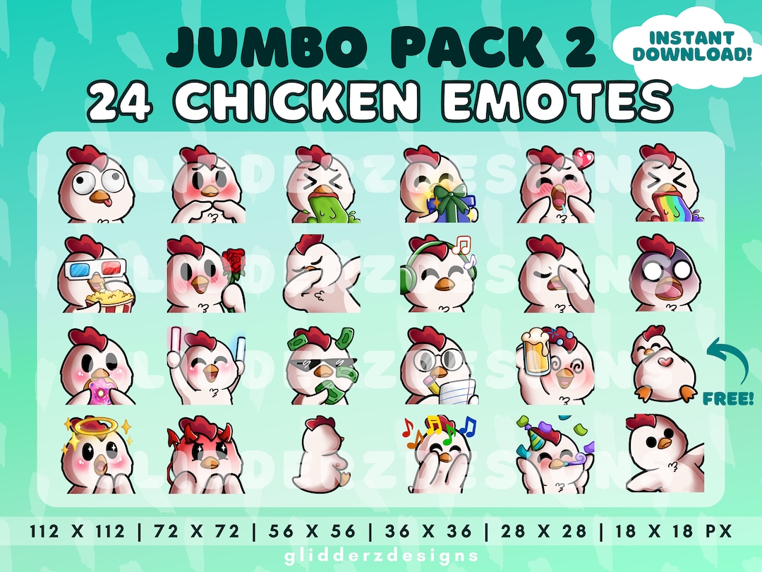 Chicken Twitch Emote Jumbo Pack 2 | Chicken Emotes | 24 Chicken Emotes ...