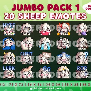 White Sheep Twitch Emote Jumbo Pack 1 | 20 White Sheep Emotes | Cute ...