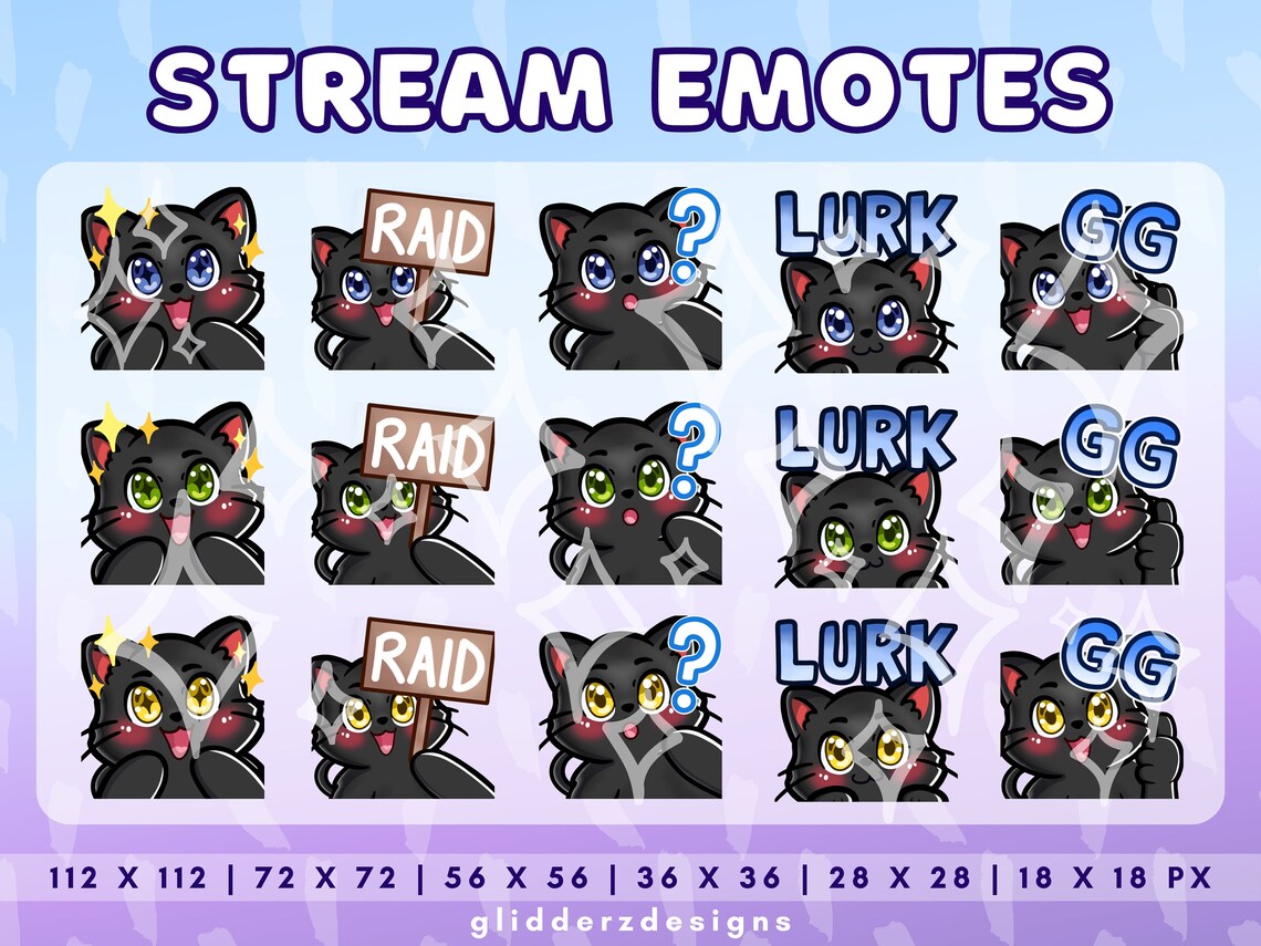 Black Cat Emotes Twitch JUMBO Pack 20 Black Cat Twitch - Etsy