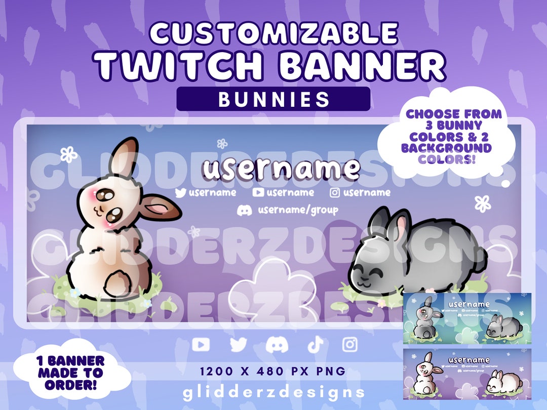 Bunny Twitch Banner | Rabbit Banner Twitch | Custom Banner for Twitch ...