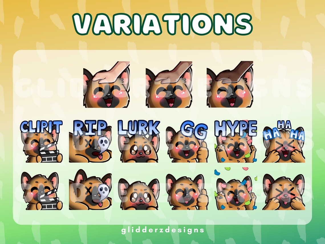 German Shepherd Emote Jumbo Pack 1 | 20 German Shepherd Twitch Emotes ...