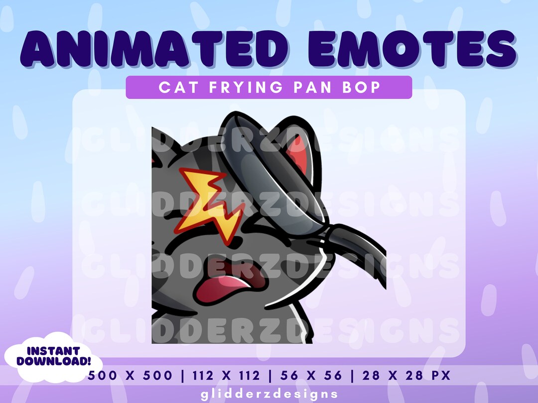 Gray Cat Bop Animated Emote | Frying Pan Emote Twitch | Cute Cat Twitch ...