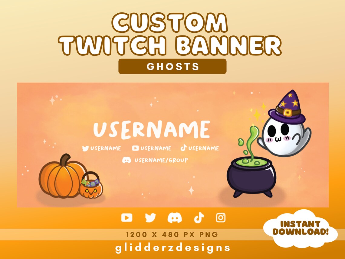 Witch Ghost Twitch Banner Customizable Twitch Banner - Etsy